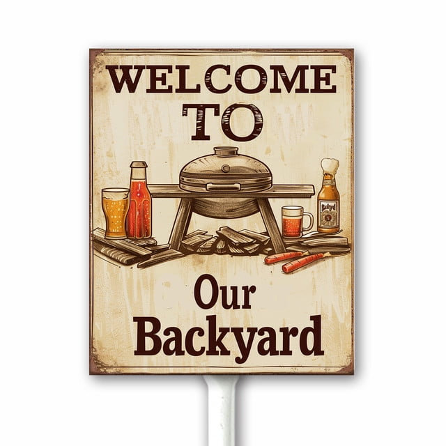 Welcome To Our Backyard Bar Sign, Funny Signs For Outside, 7x8.8 inches ...
