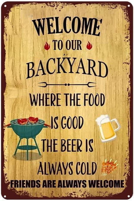 Welcome To Our Backyard Metal Tin Sign Poster Wall Farm Yard Club ...