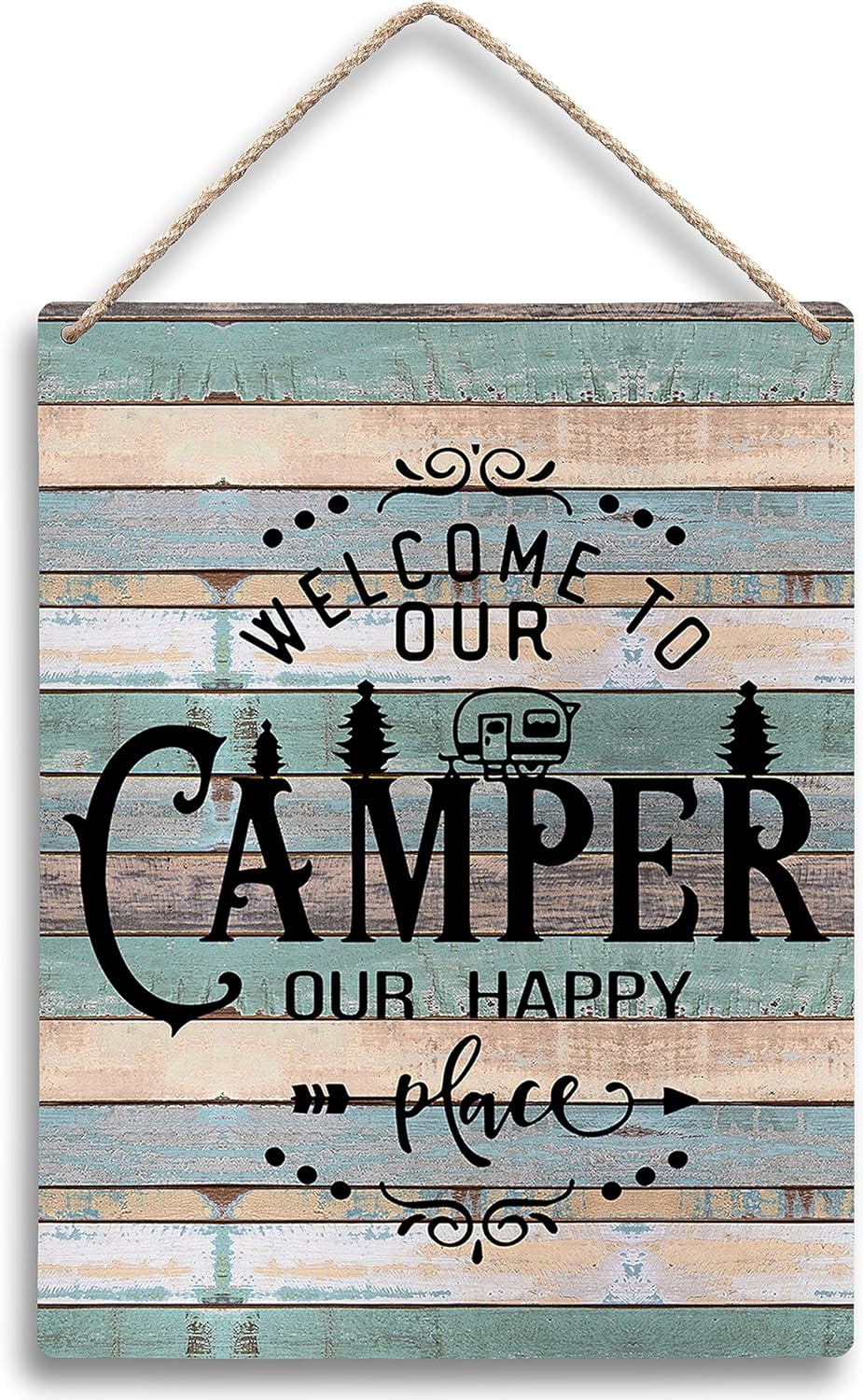 Welcome To Our Camper Our Happy Place Wooden Signs 8X10, Camper Decor ...