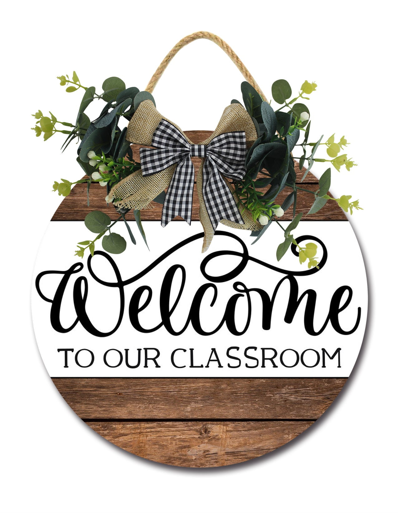 Welcome To Our Classroom Front Door Sign Funny Wreaths Hanging Wooden ...