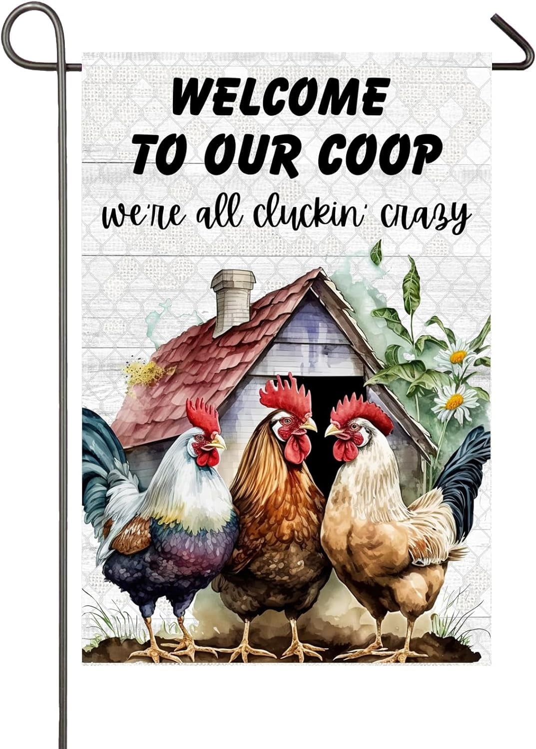 Welcome To Our Coop Chicken Garden Flag Double Sided Rustic Rooster ...