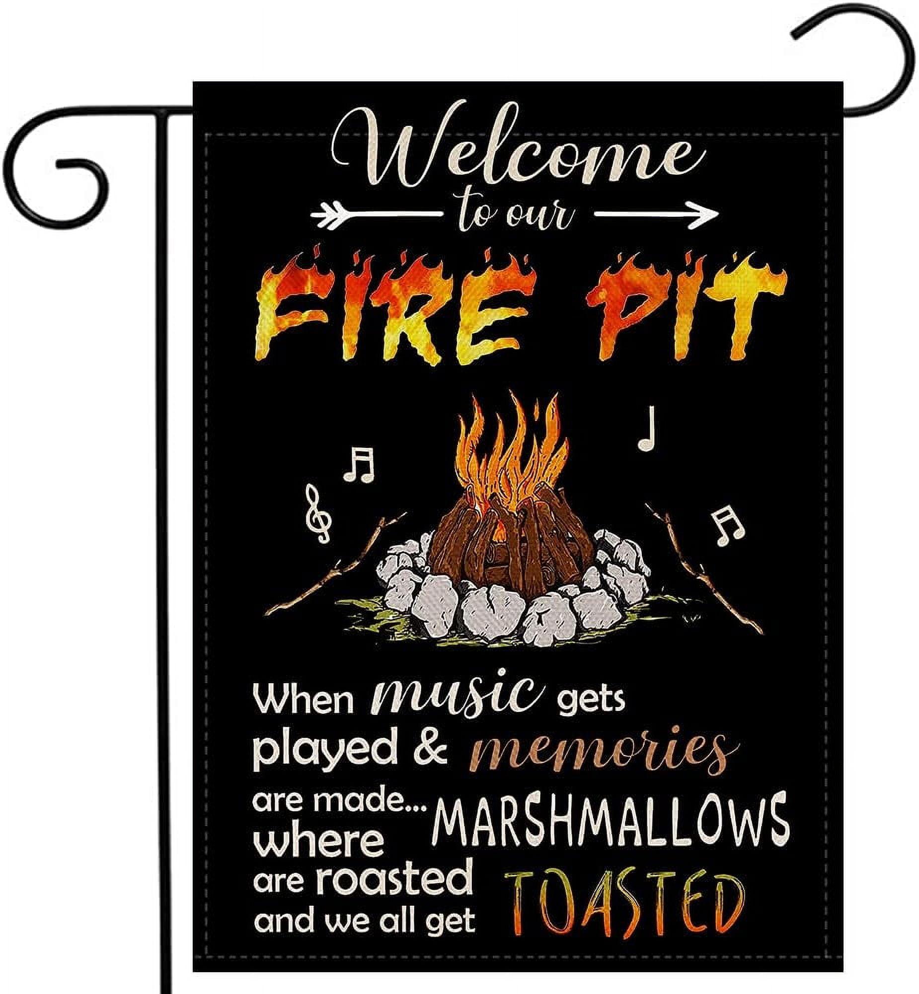 Welcome To Our Fire Pit Garden Flag Vertical Double Sided Create ...