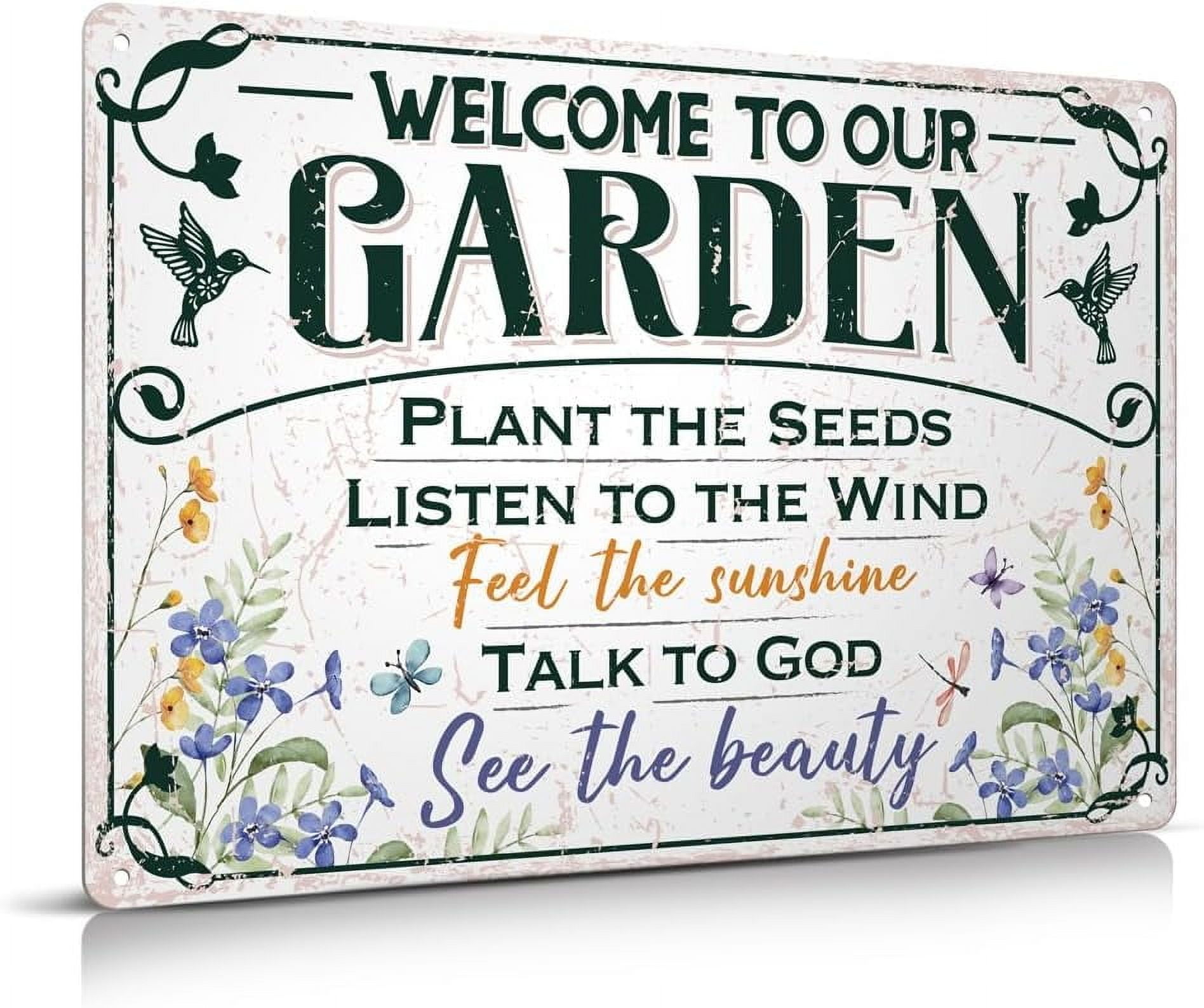Welcome To Our Garden Metal Sign 12"x8" Outside Garden Welcome Sign ...