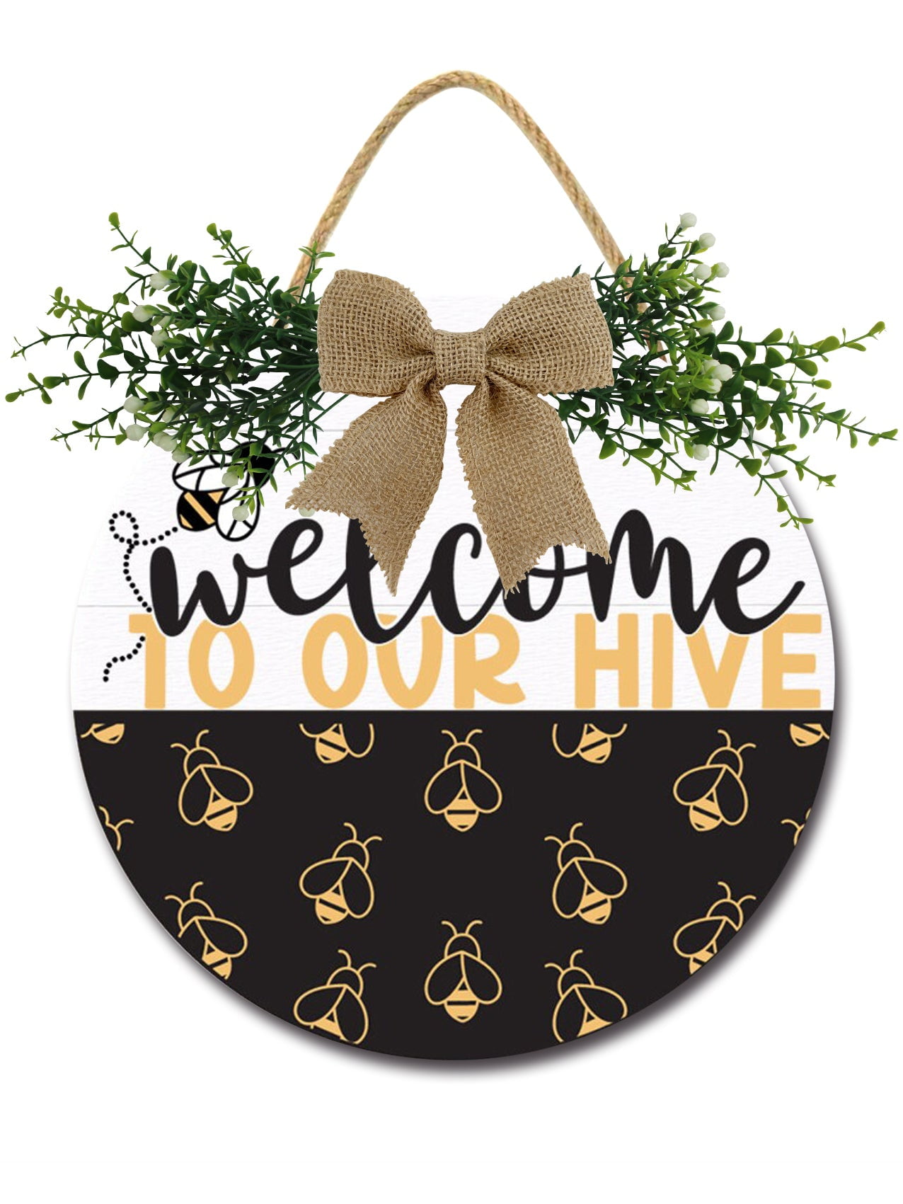 Welcome To Our Hive Door Sign Home Decor Round Wood Wreaths Wall ...