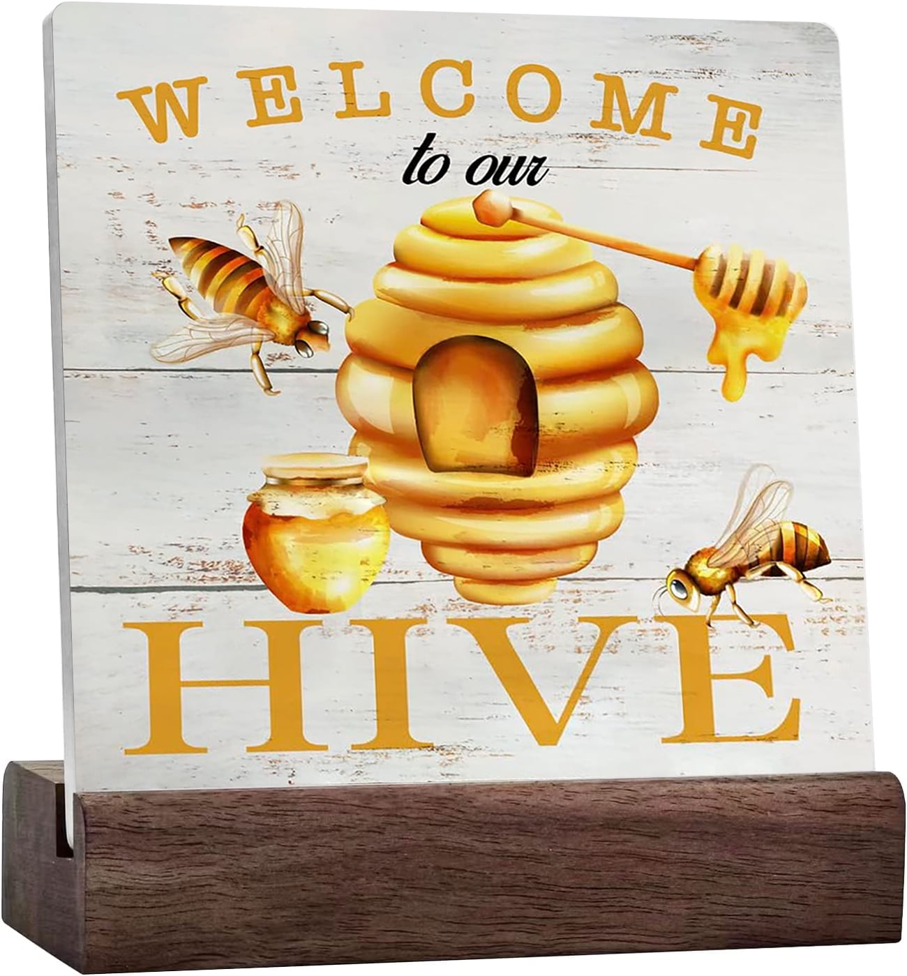 Welcome To Our Hive Sign Rustic Honey Ceramic Table Sign Farmhouse Home ...