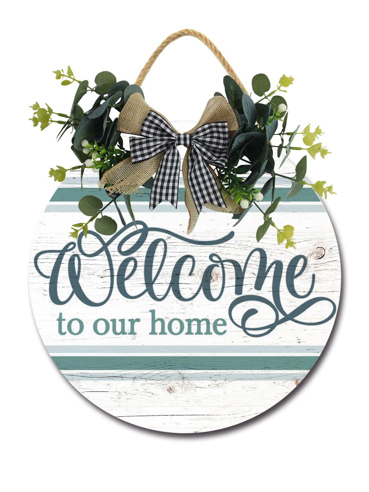Welcome To Our Home Door Sign Home Decor Round Wood Wreaths Wall ...