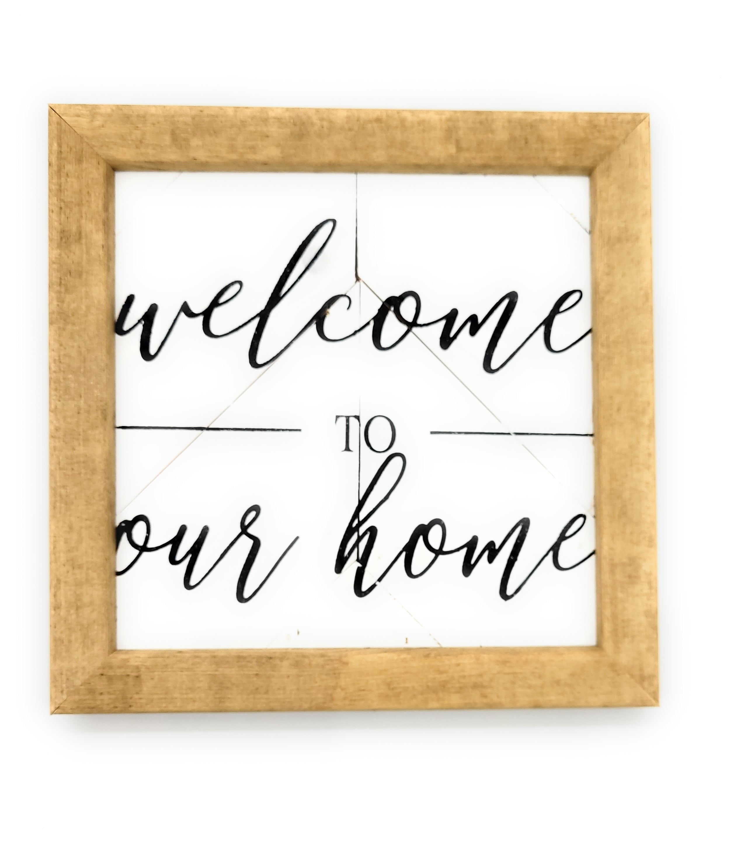 Welcome To Our Home Herringbone Wood Sign 10" x 10" - Walmart.com