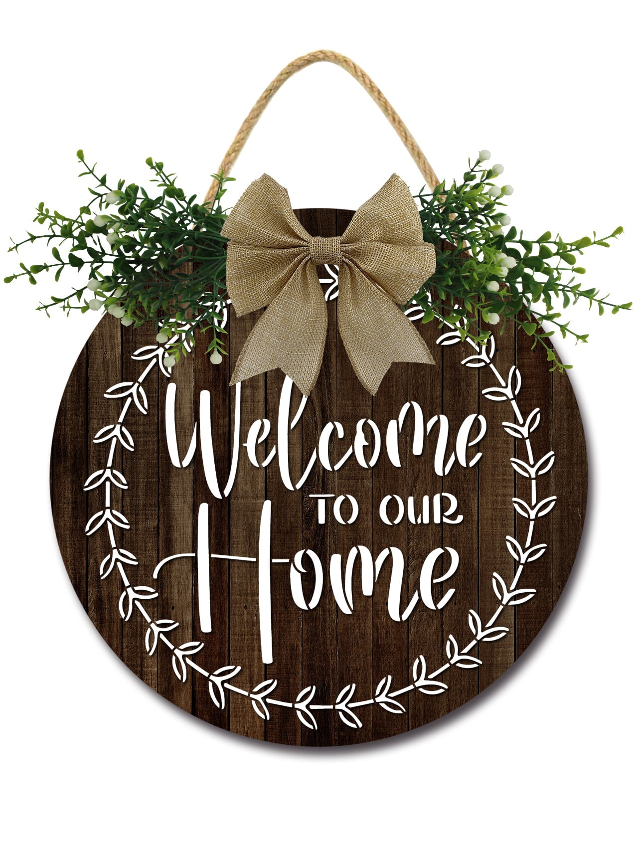 Welcome To Our Home Sign Front Door Porch Decorations, Round Rustic ...