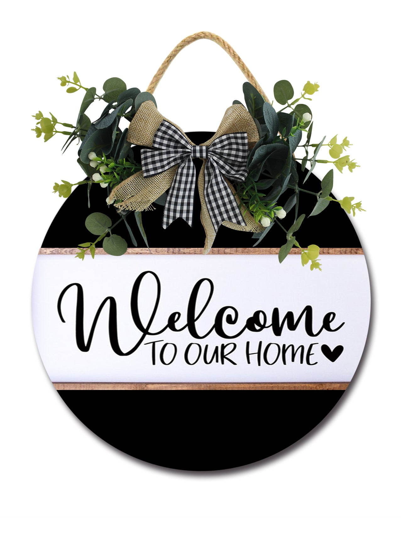 Welcome To Our Home Sign Front Door Porch Decorations, Round Rustic ...