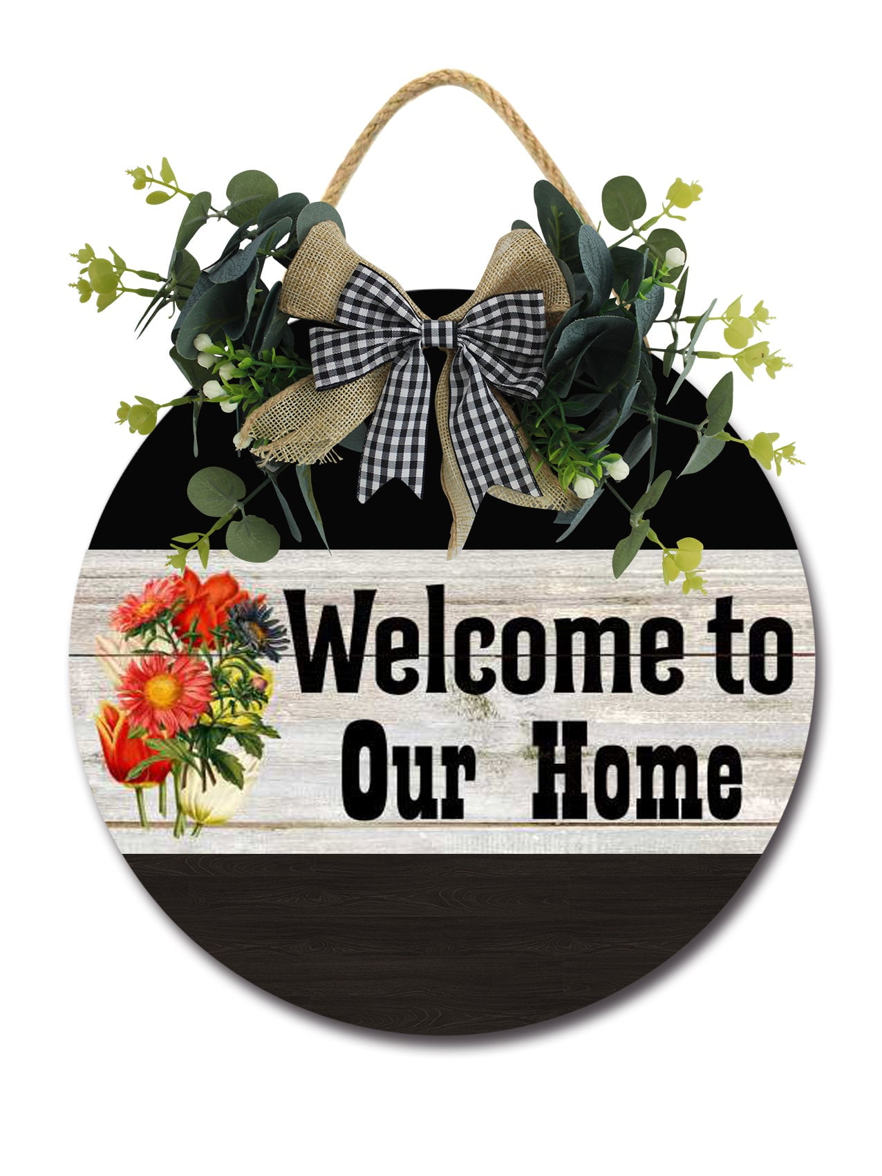 Welcome To Our Home Sign Front Door Porch Decorations, Round Rustic ...