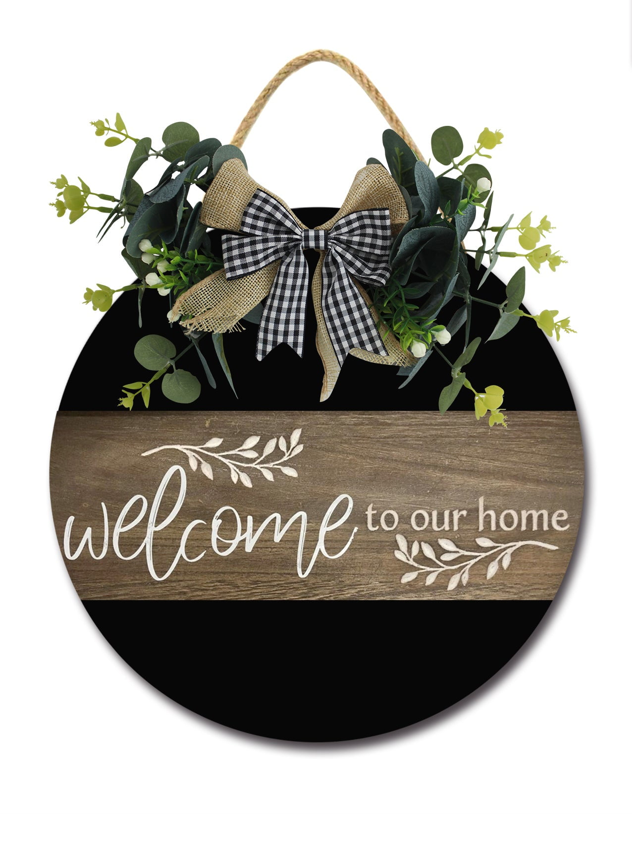 Welcome To Our Home Sign Front Door Porch Decorations, Round Rustic ...