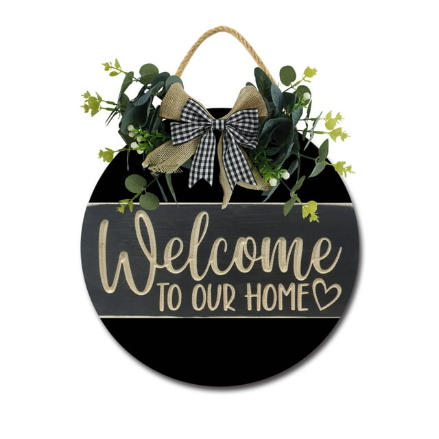 Welcome To Our Home Sign Front Door Porch Decorations, Round Rustic ...