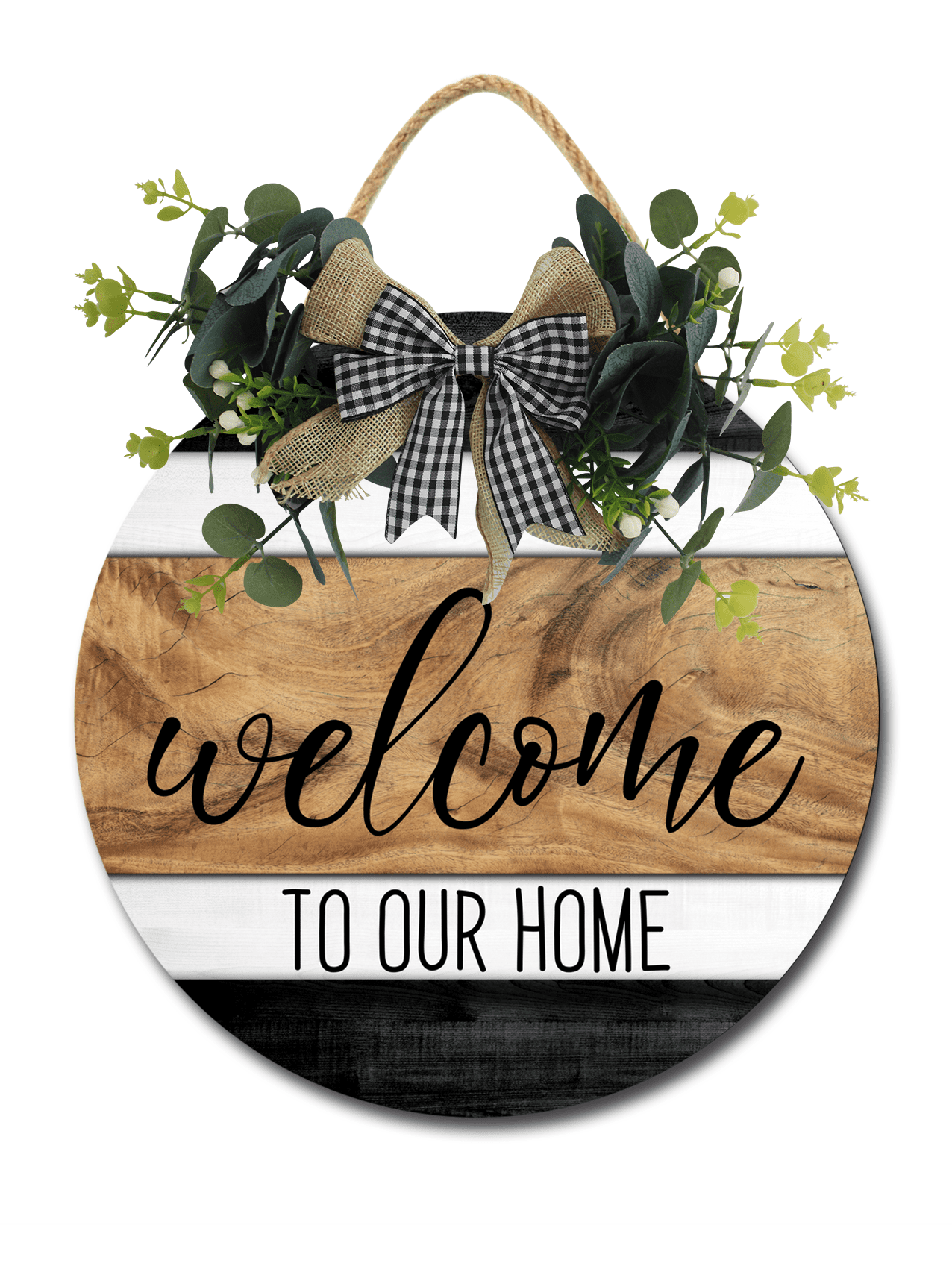 Welcome To Our Home Sign Front Door Porch Decorations, Round Rustic ...