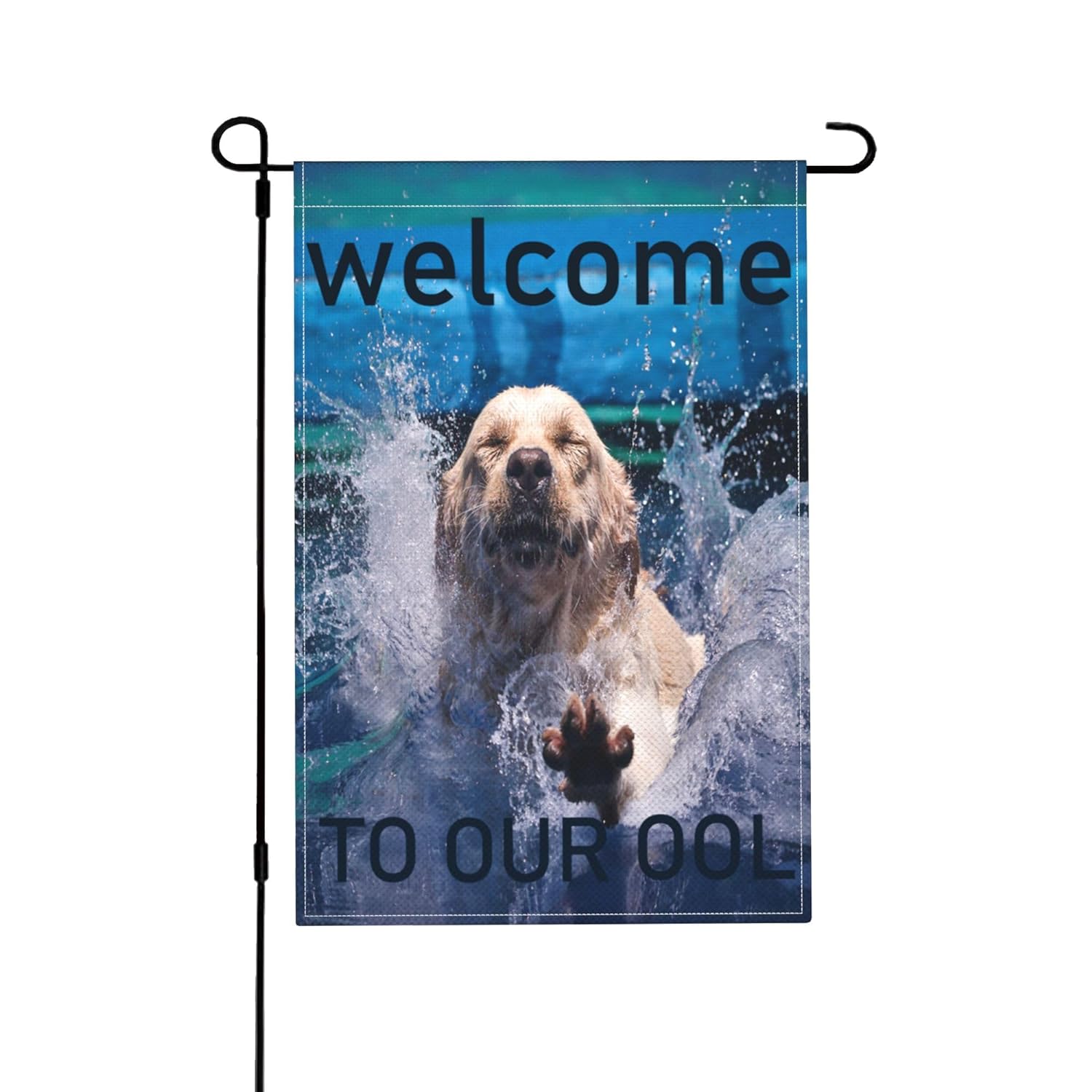 Welcome To Our Ool Garden Flag Funny Labrador Retriever Swim Flag for ...