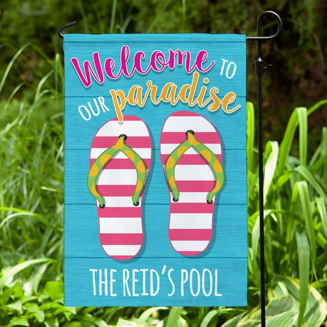 Welcome To Our Paradise Personalized Garden Flag - Flip Flops - Walmart.com