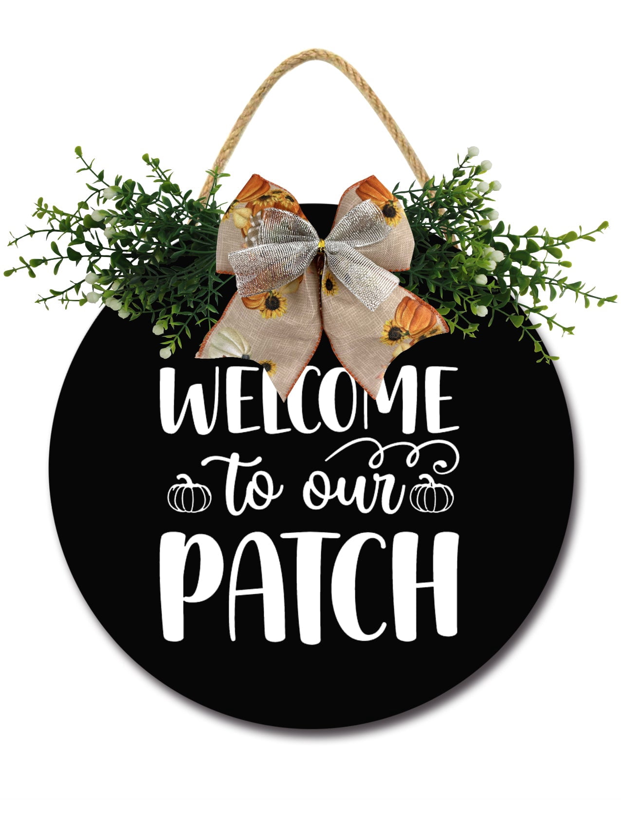 Welcome To Our Patch Door Sign Home Decor Round Wood Wreaths Wall ...