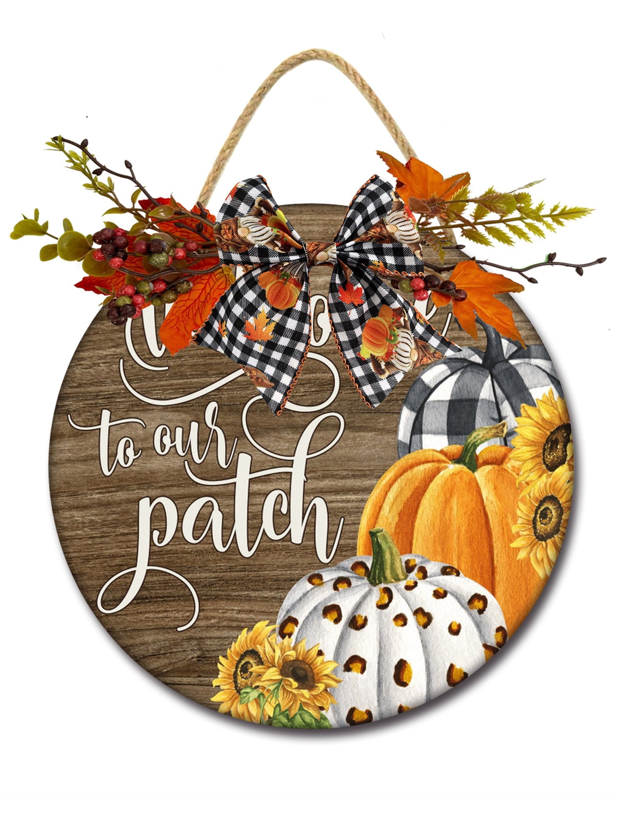 Welcome To Our Patch Sign Front Door Porch Decorations, Round Rustic ...