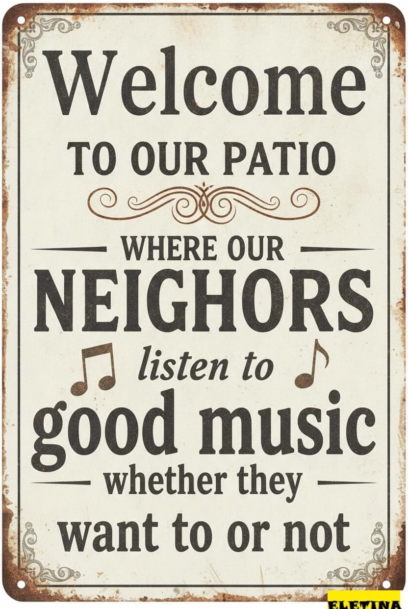 Welcome To Our Patio Good Music Vintage Tin Sign Home Garage Bathroom ...