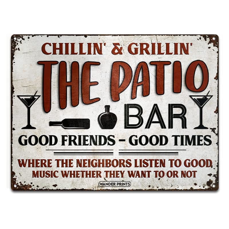Welcome To Our Patio Signs, Backyard Bar Garden Classic Metal and Tin ...