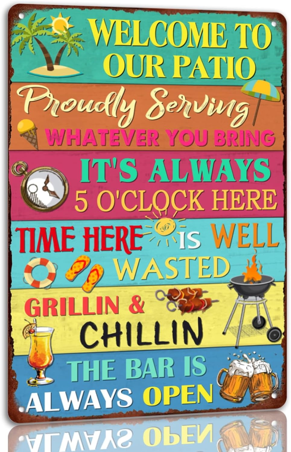 Welcome To Our Patio Tin Sign Vintage Patio Metal Signs Funny Wall ...