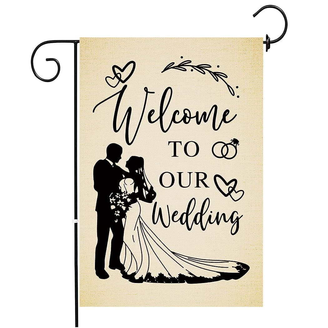 Welcome To Our Wedding Garden Flag Vertical Double Sided, Bride and ...