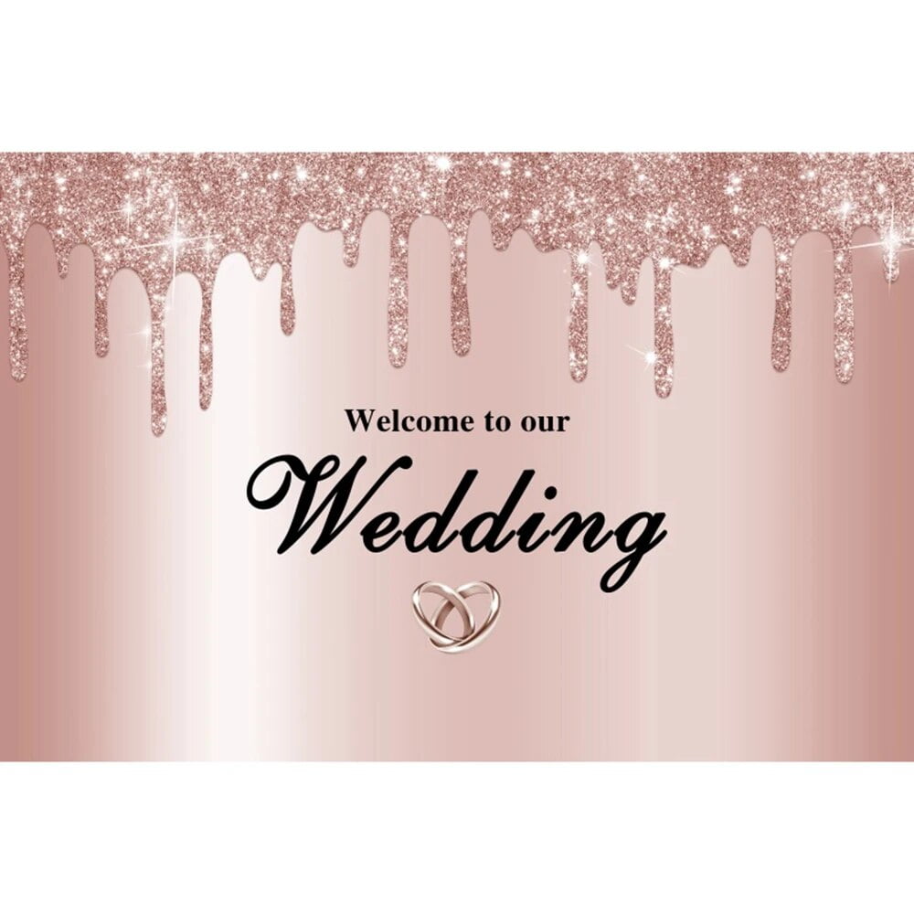 Welcome To Our Wedding Party Poster Stage Backdrop Glitter Silver ...
