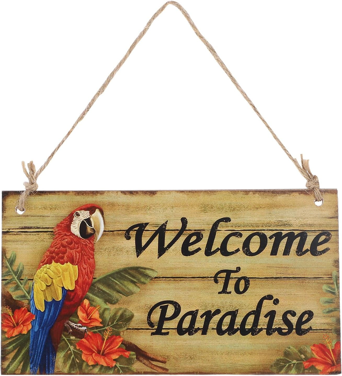 Welcome To Paradise Wooden Signs Hawaiian Luau Summer Beach Party ...