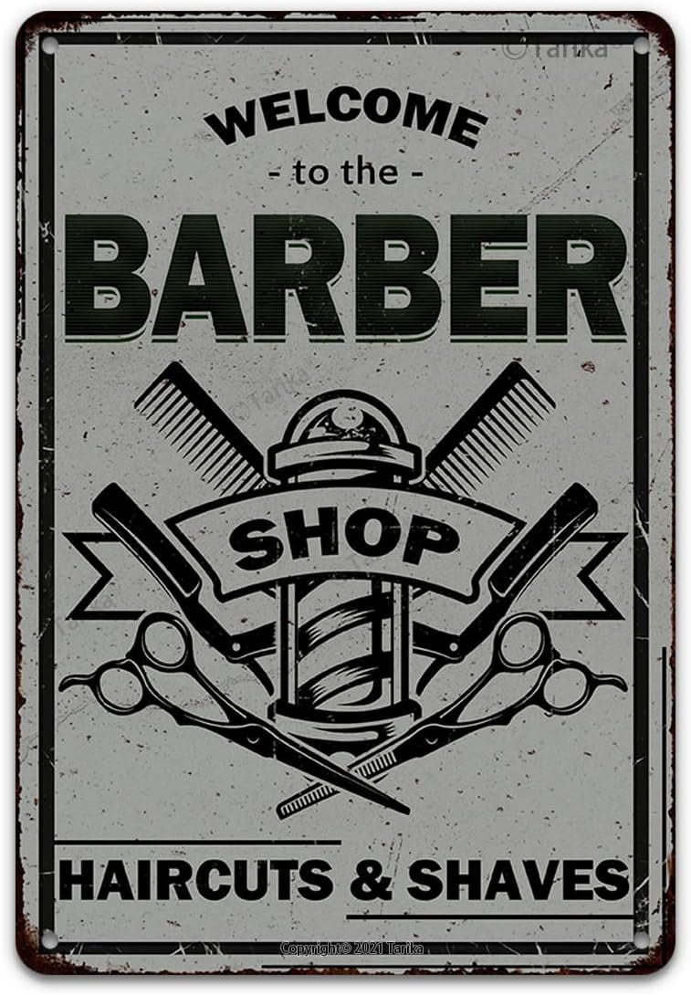 Welcome To The Barber Shop Haircuts And Shaves Vintage Tin Sign Salon ...