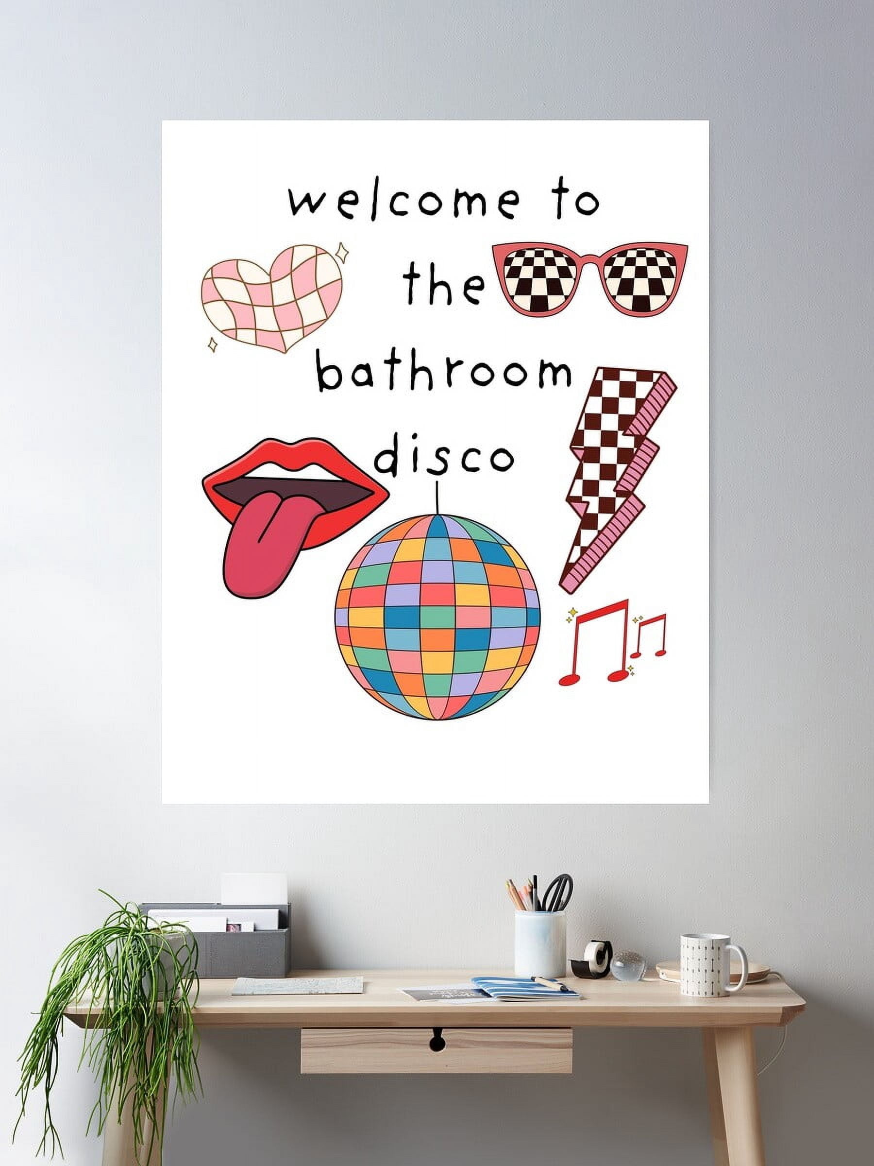 Welcome To The Bathroom Disco Poster Wall Art, Modern Wall Decor For ...