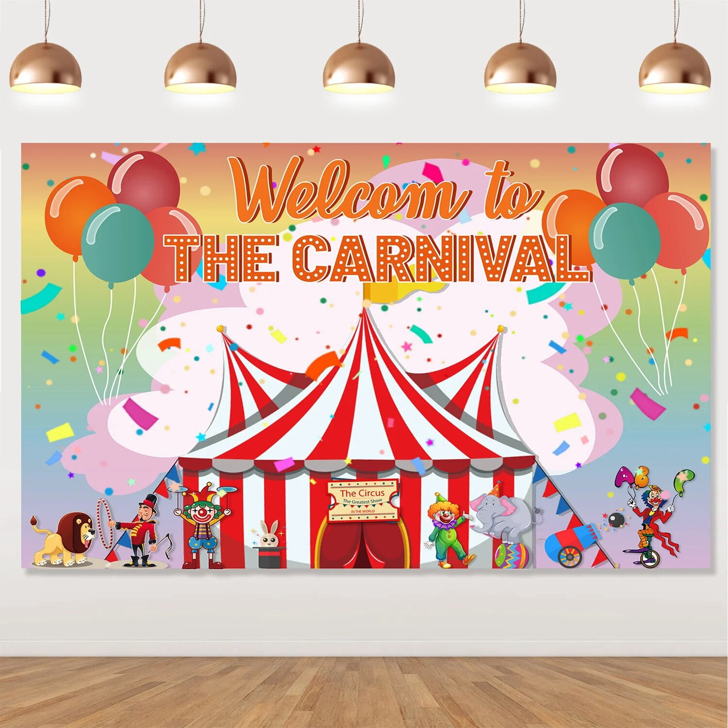 Welcome To The Carnival Backdrops for Photography Red Curtain Balloons ...