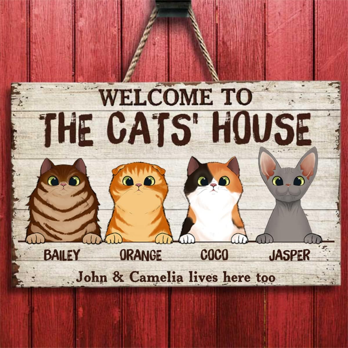 Welcome To The Cats' House - Funny Personalized Cat Rectangle Sign ...