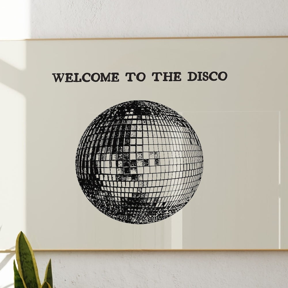 Welcome To The Disco Print Vintage Disco Ball Poster Aesthetic Wall Art ...