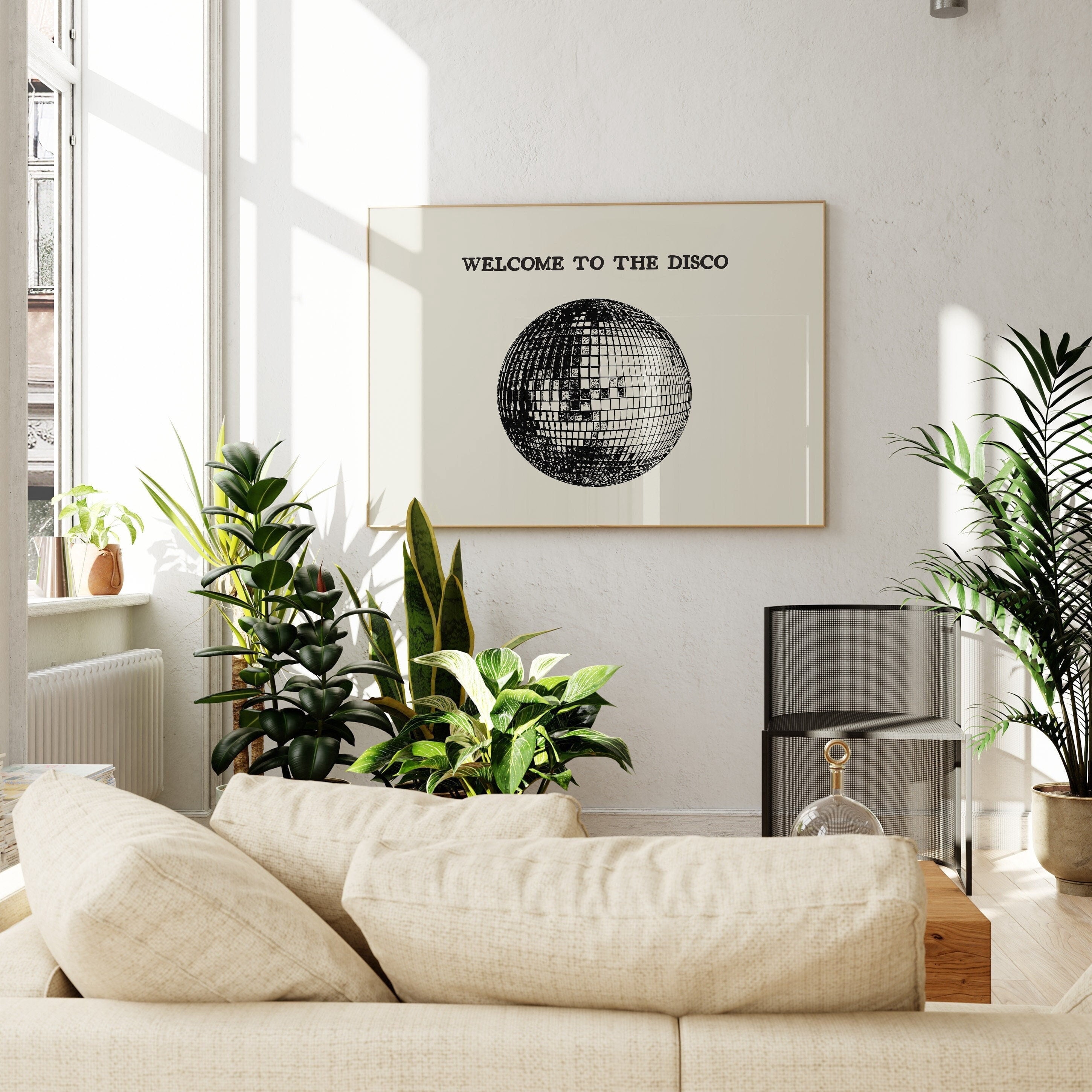Welcome To The Disco Print Vintage Disco Ball Poster Aesthetic Wall Art ...
