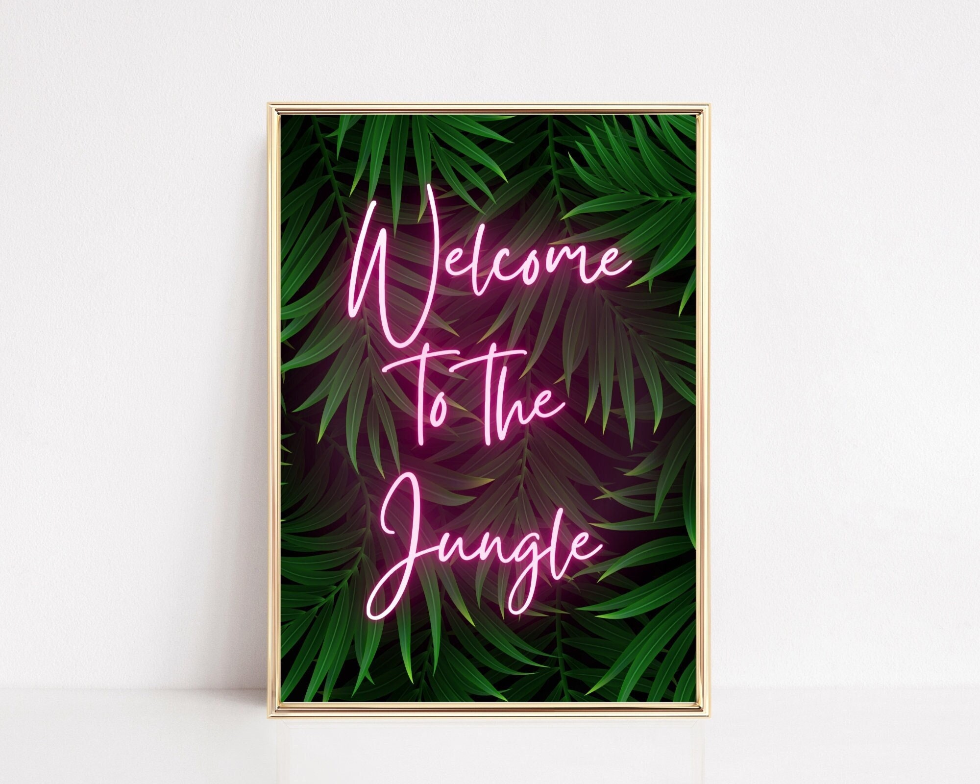 Welcome To The Jungle Neon Wall Art 80s Typography Music Poster ...