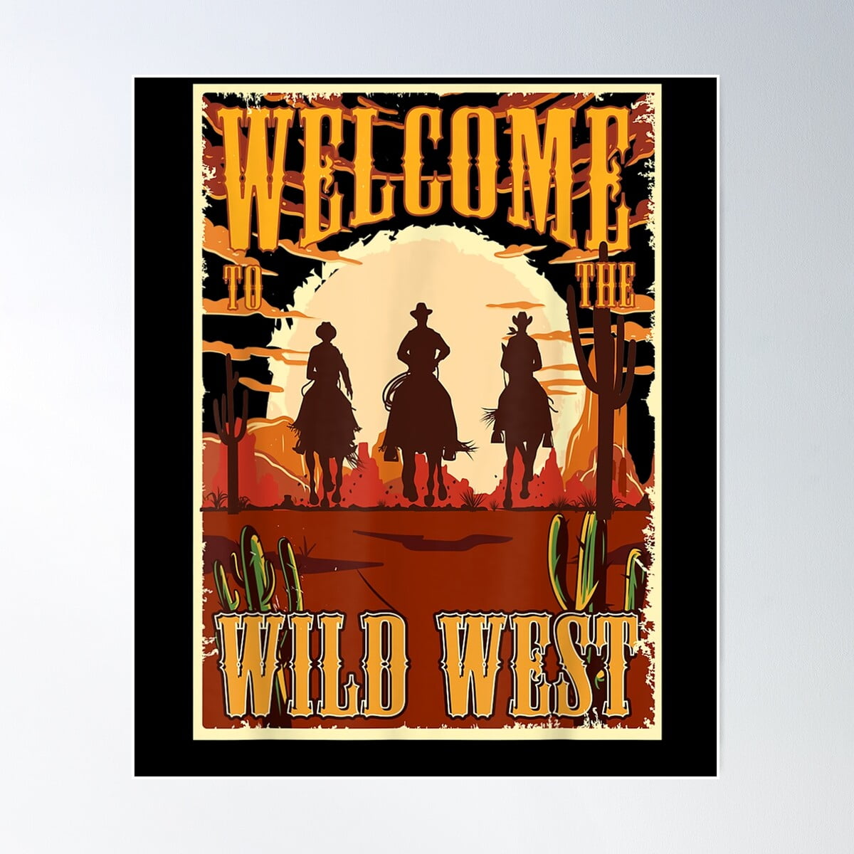Welcome To Wild West Western Cowboy Prairie Texas Poster Wall Art ...