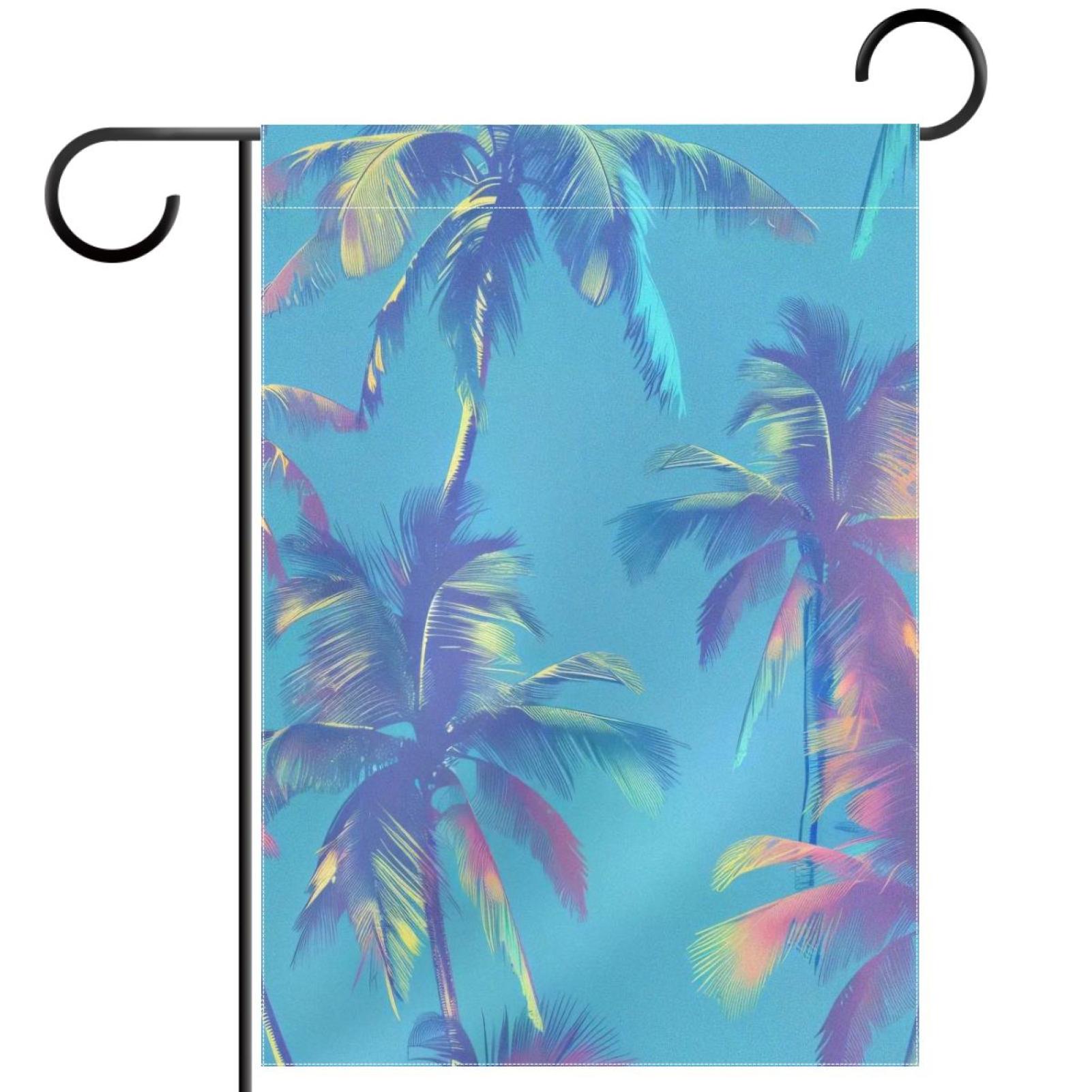 Welcome Tropical Jungle Palm Trees Blue Background Garden Flag ...