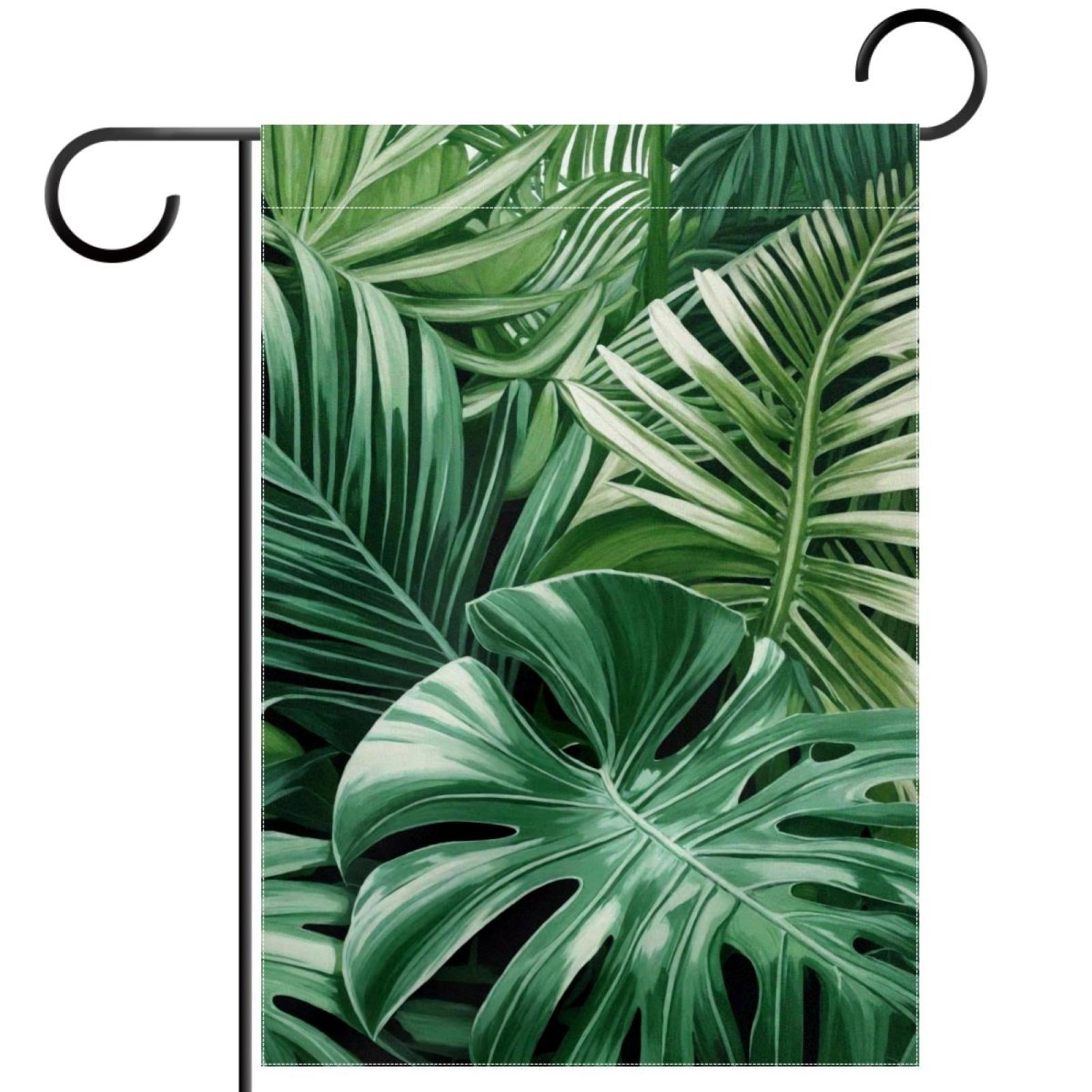 Welcome Tropical Palm Leaves Garden Flag, Vertical Double Sided Small ...