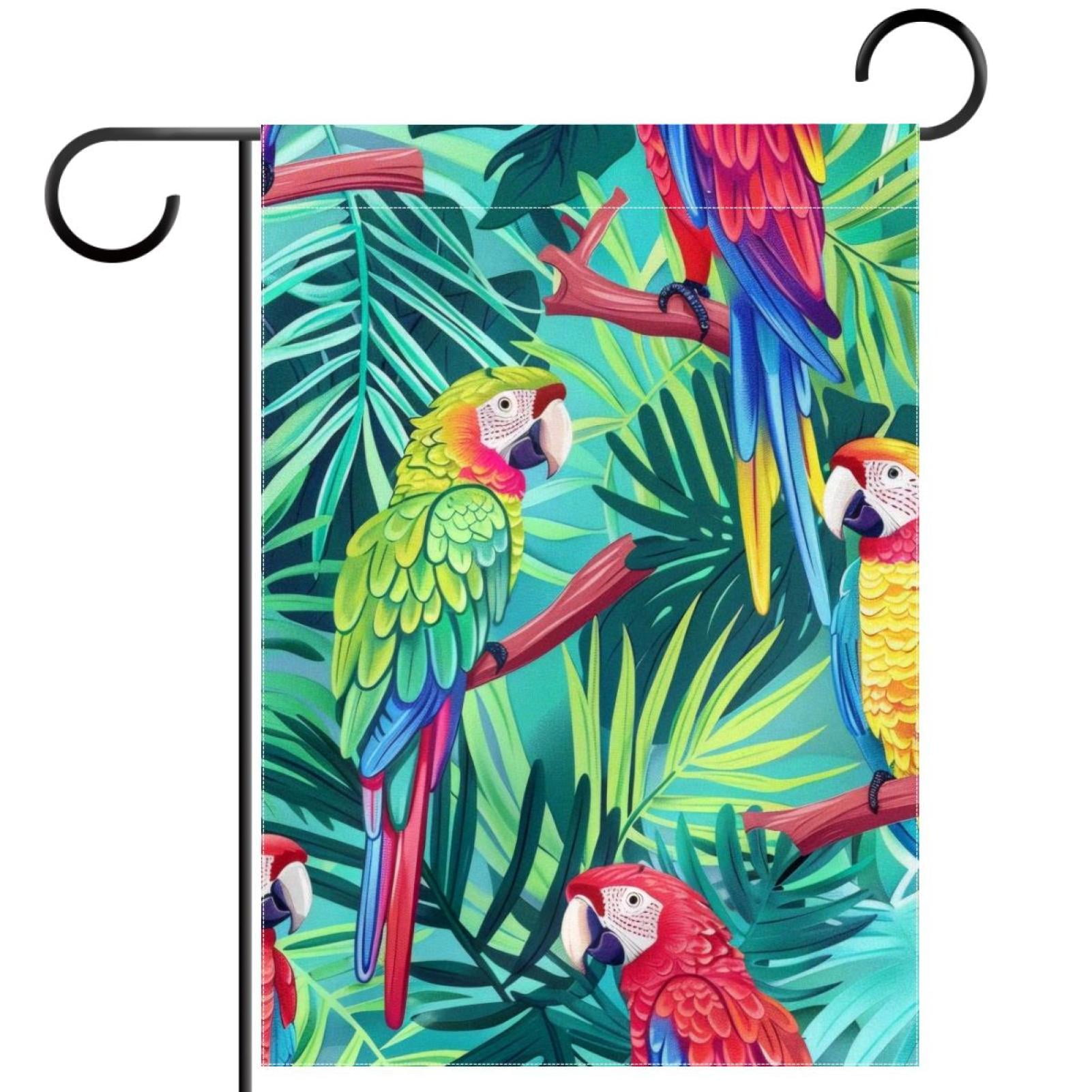 Welcome Tropical Parrots Summer Colors Garden Flag, Vertical Double ...