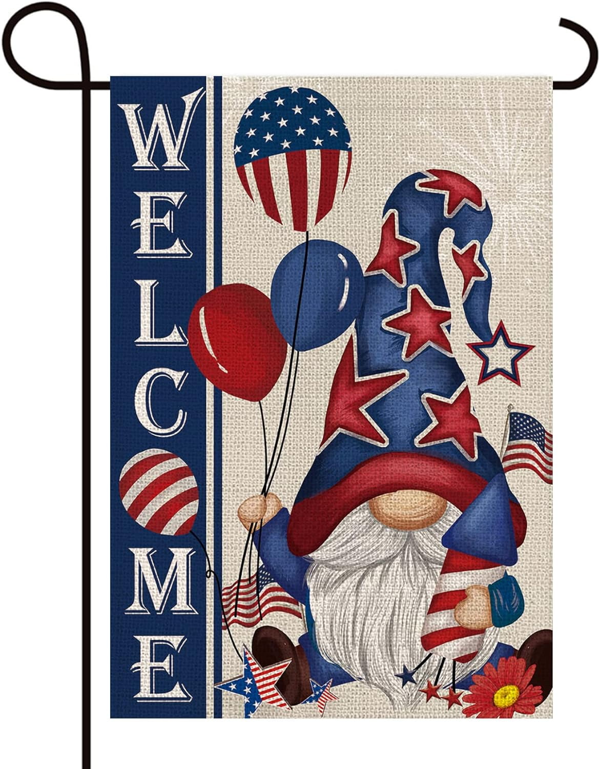 Welcome USA Patriotic Gnome With Balloon Memorial Day Double Sided ...