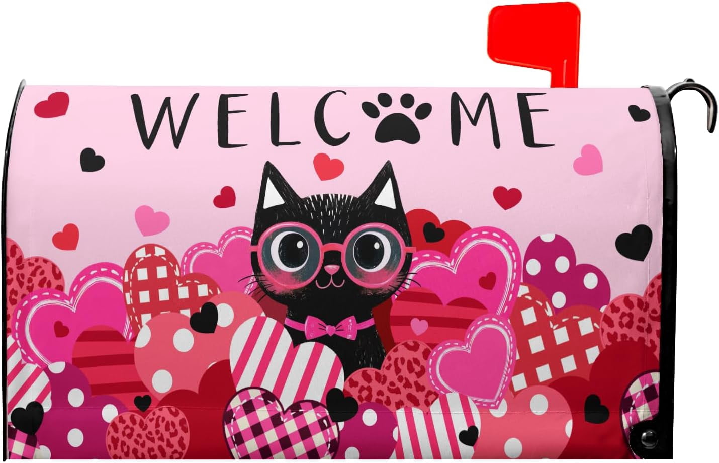 Welcome Valentine''s Day Black Cat Mailbox Covers Magnetic Standard ...