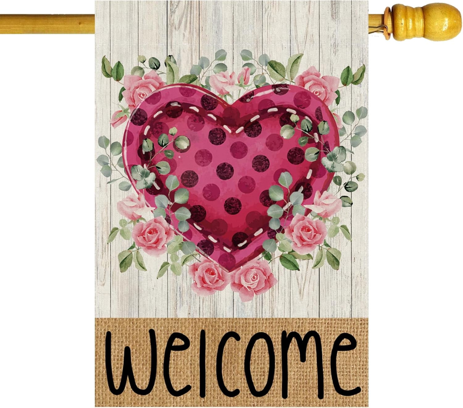 Welcome Valentines Day Wood Grain Background Roses Love Heart ...