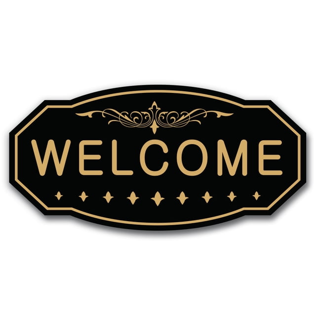 Welcome Victorian Sign (Black/Gold) - Medium 4" X 8" - Walmart Business ...