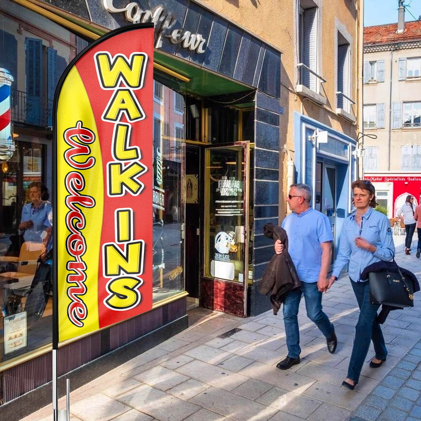 Welcome Walk ins Sign Feather Flag,8FT Welcome outdoor advertising flag ...