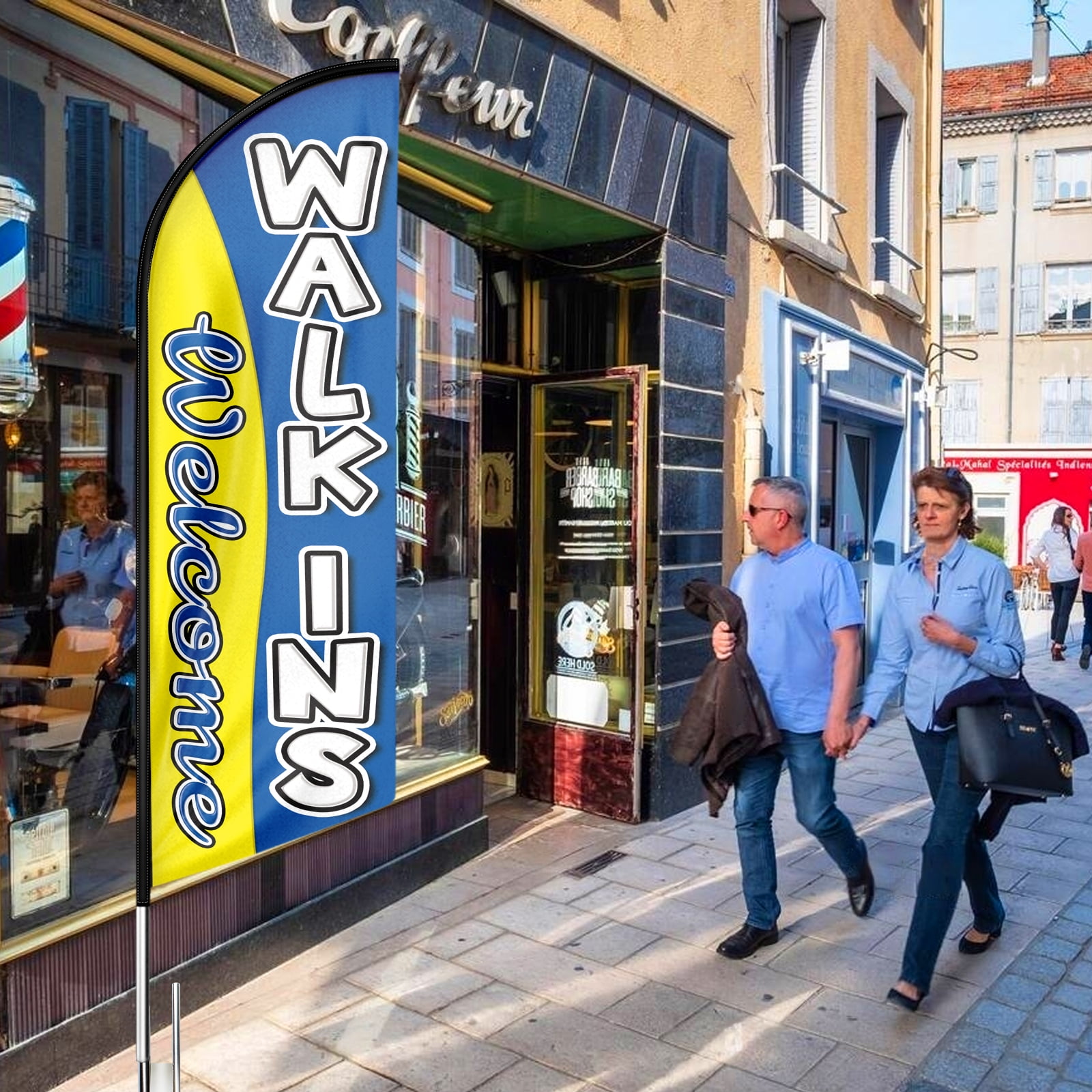 Welcome Walk ins Sign Feather Flag,8FT Welcome outdoor advertising flag ...