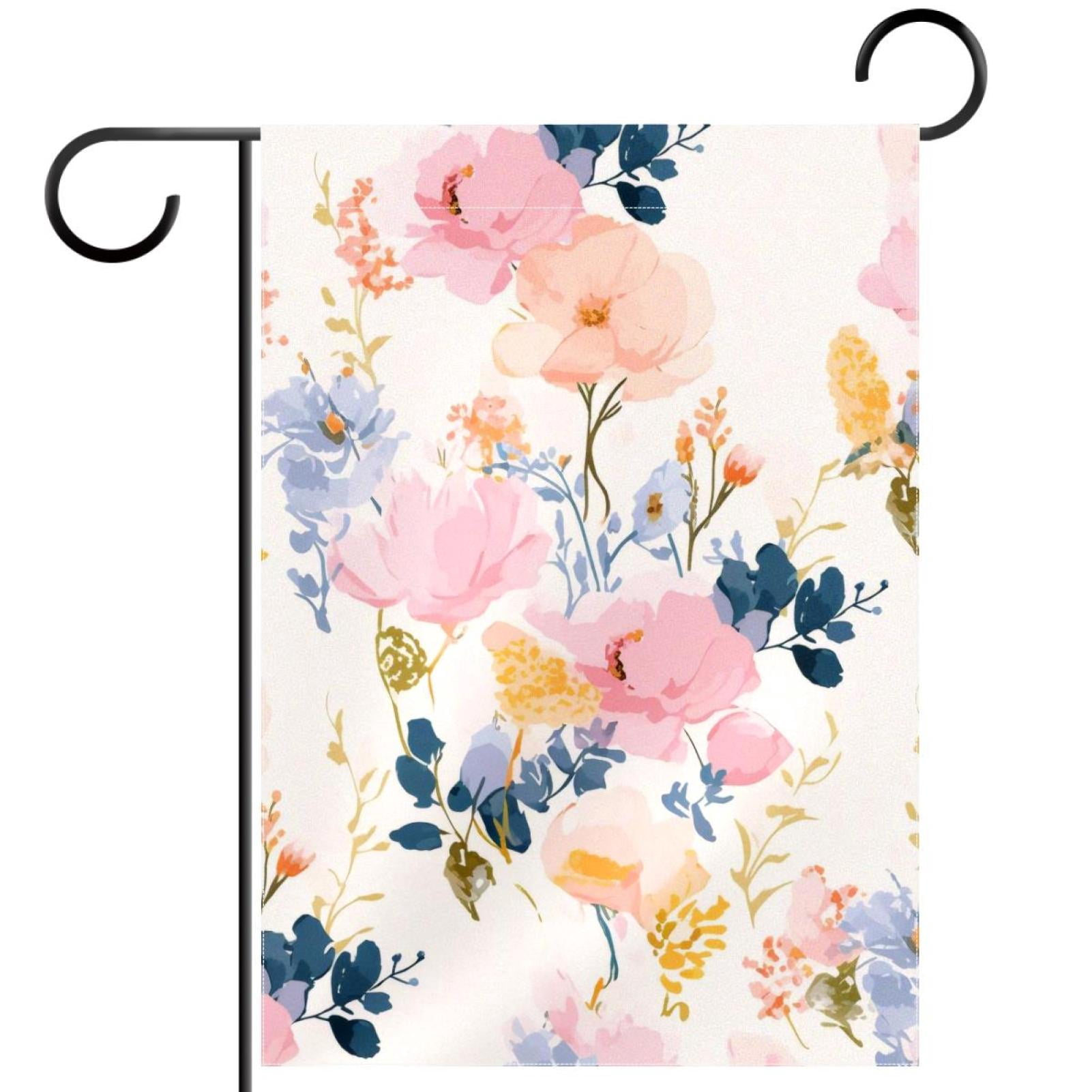 Welcome Watercolor Floral Design Garden Flag, Vertical Double Sided ...