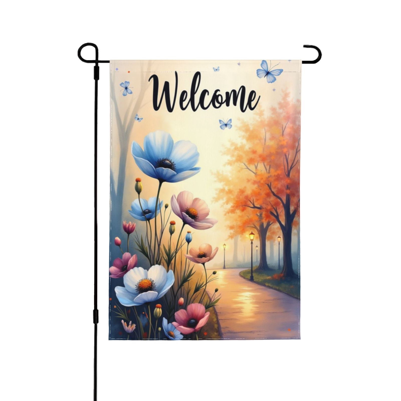 Welcome Watercolor Flowers Garden Flag Vertical Double Sided 12.5 X 18 ...