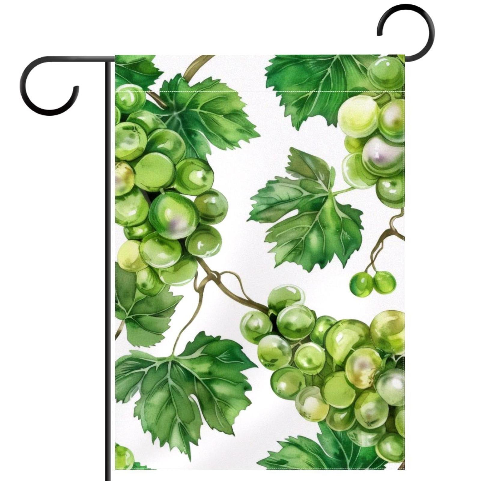 Welcome Watercolor Seamless Green Grapes Garden Flag, Vertical Double ...