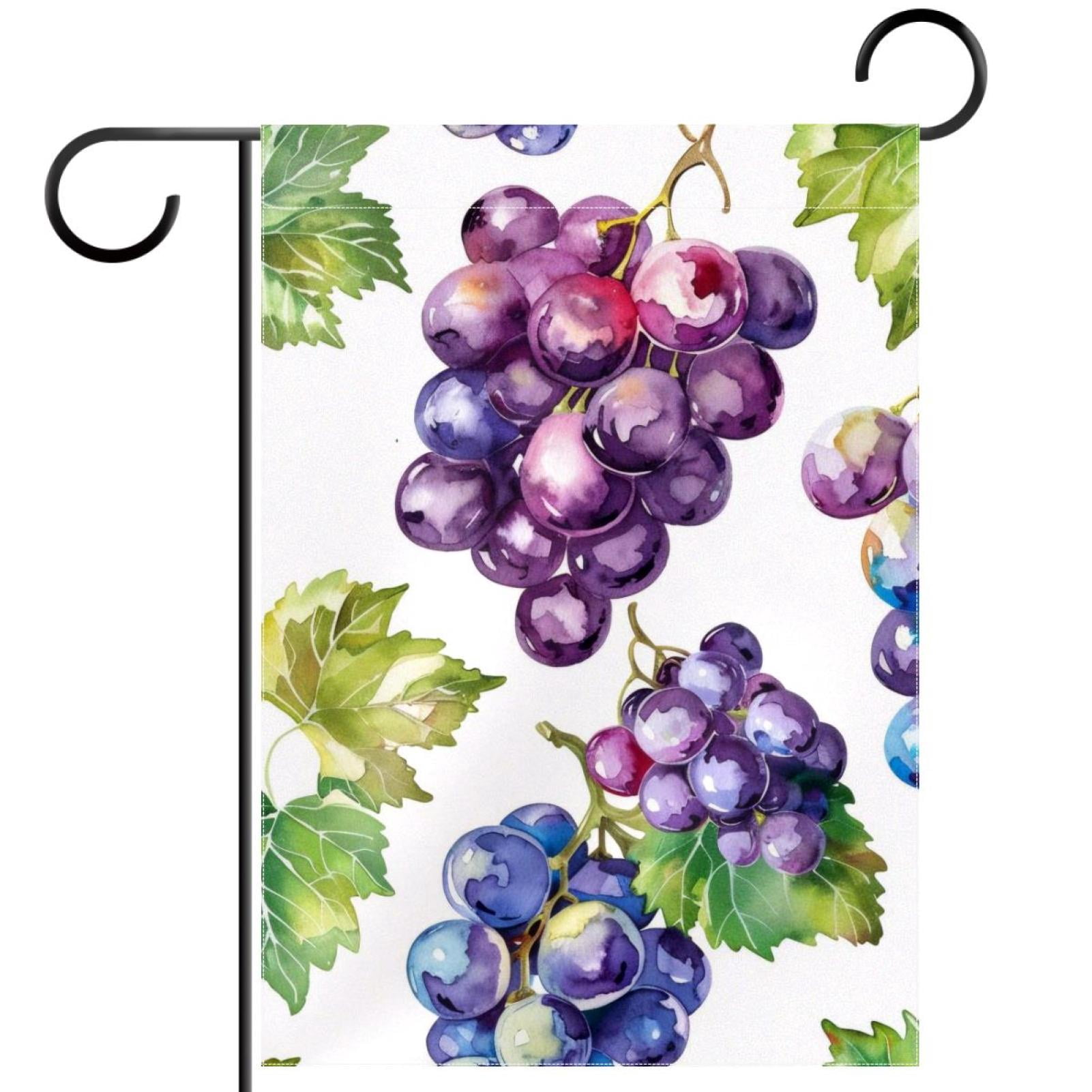 Welcome Watercolor Style Grapes Garden Flag, Vertical Double Sided ...