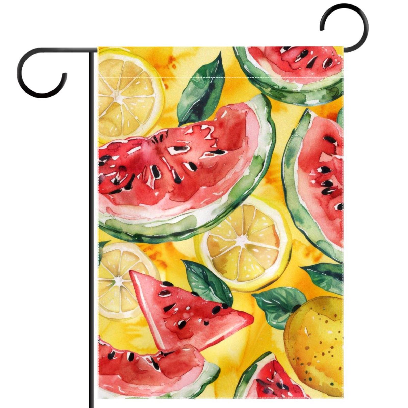 Welcome Watercolor Watermelons Lemons Garden Flag, Vertical Double ...
