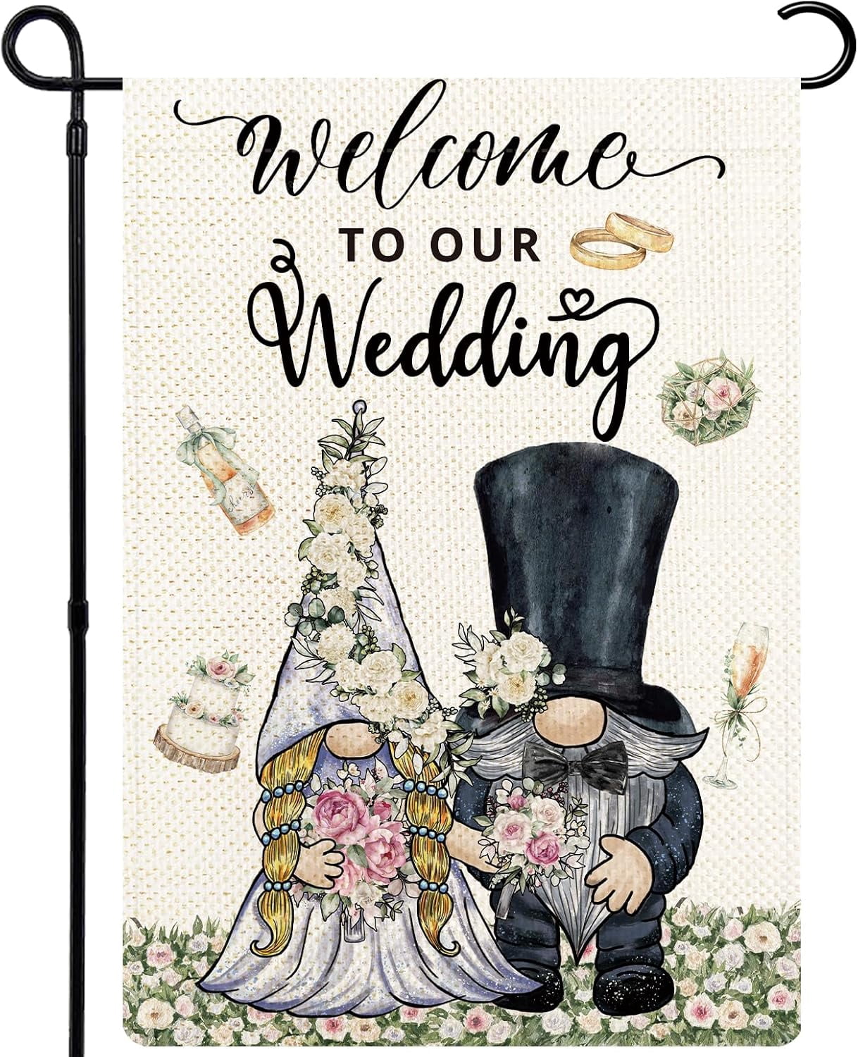 Welcome to Our Wedding Gnomes Garden Flag, Mr and Mrs Wedding Garden ...